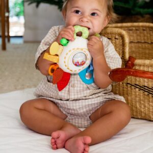 HABA Teether Cuddly Rainbow Round - Soft Activity Toy with Rattling & Teething Elements,Multicolored