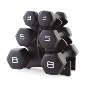 cap barbell neoprene dumbbell set with rack, 32 pounds,black