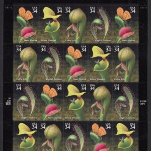 Carnivorous Plants Sheet of Twenty 34 Cent Stamps Scott 3531a