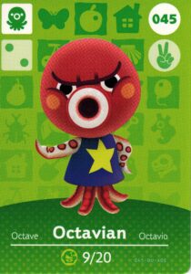 animal crossing happy home designer amiibo card octavian 045/100