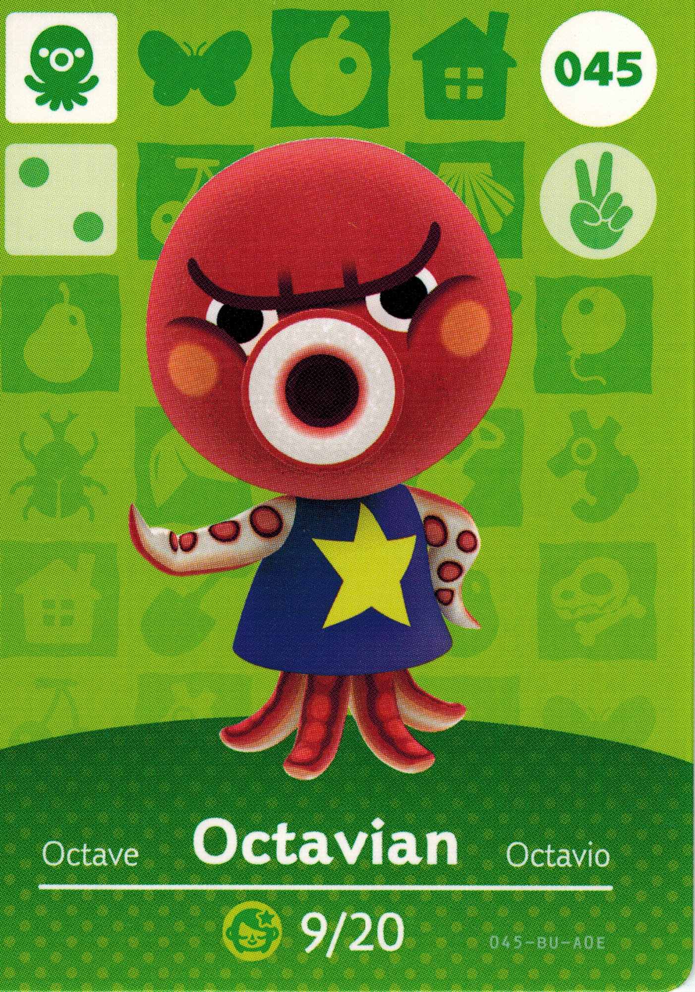 Animal Crossing Happy Home Designer Amiibo Card Octavian 045/100