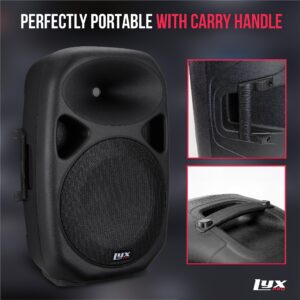 LyxPro 15 Inch PA Active Speaker System Compact and Portable with Equalizer, Bluetooth, MP3, USB, SD Card Slot, XLR, 1/4”, 3.5mm Input, Carry Handles, SPA-15