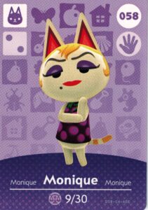 animal crossing happy home designer amiibo card monique 058/100