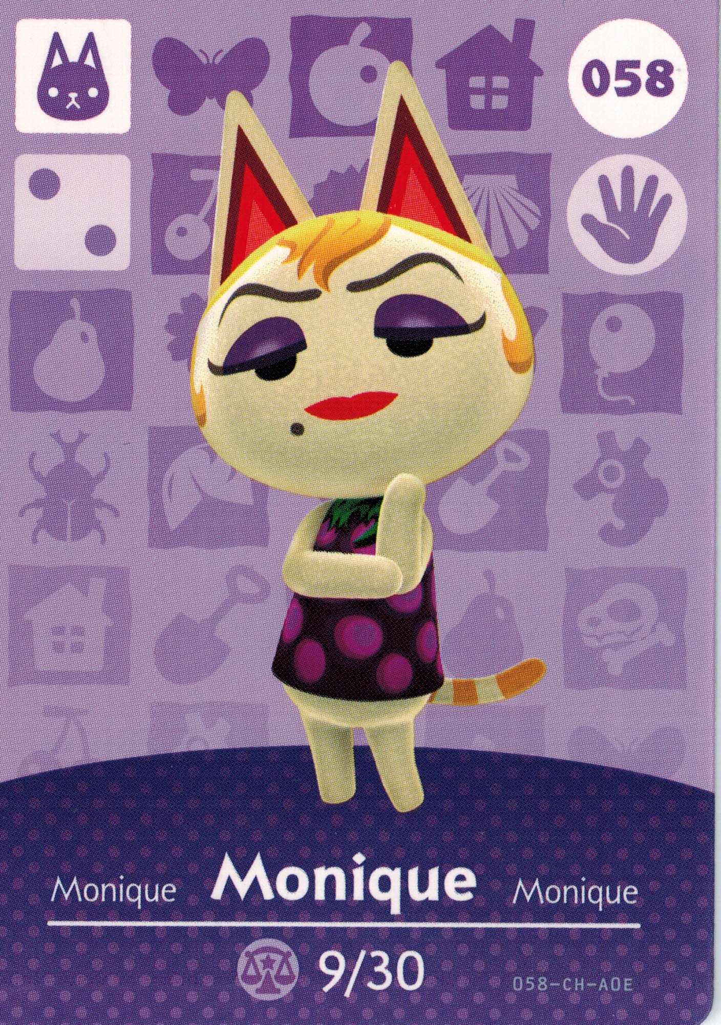 Animal Crossing Happy Home Designer Amiibo Card Monique 058/100