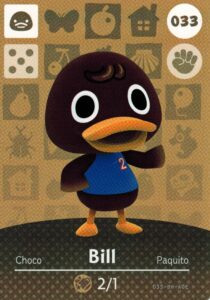 animal crossing happy home designer amiibo card bill 033/100