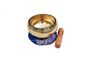 5" diameter tibetan hand hammered old healing singing bowl, wooden mallet and cushion for free