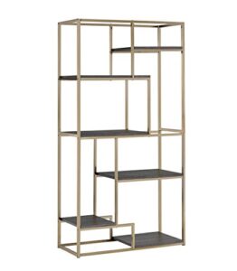 furniture of america corley contemporary 6 shelf bookcase, champagne