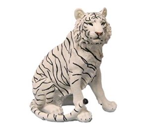 dwk ishtar 21 inch indoor outdoor large lawn garden home decor wild animal big jungle cat white tiger decorative accent figurine resin statue