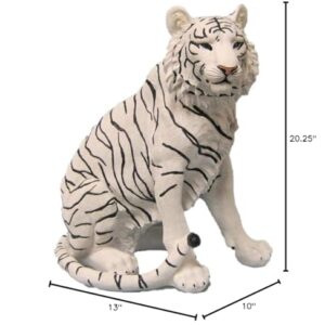 DWK Ishtar 21 Inch Indoor Outdoor Large Lawn Garden Home Decor Wild Animal Big Jungle Cat White Tiger Decorative Accent Figurine Resin Statue