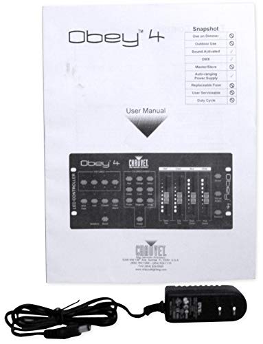 Chauvet Obey 4 DMX-512 LED Wash Light Controller w/3 or 4 Channel Mode+DMX Cable