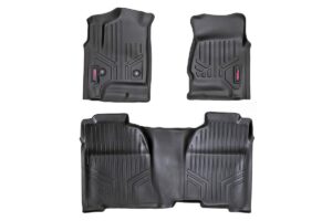 rough country all weather floor mats set for chevy/gmc 1500/2500hd (2014-2018) - custom fit rubber floor mats, rubber truck mats, durable, waterproof truck floor mats