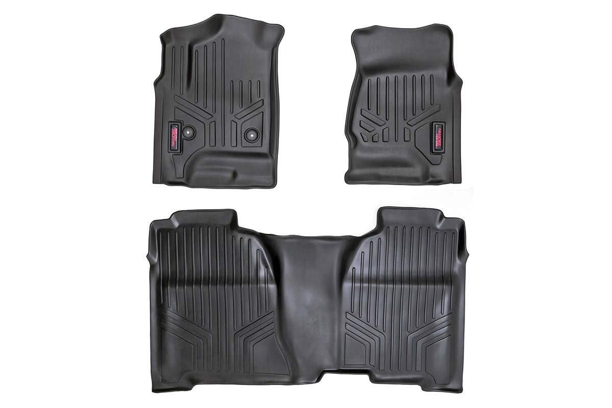 Rough Country All Weather Floor Mats Set for Chevy/GMC 1500/2500HD (2014-2018) - Custom Fit Rubber Floor Mats, Rubber Truck Mats, Durable, Waterproof Truck Floor Mats