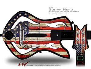 painted faded and cracked usa american flag decal style skin - fits warriors of rock guitar hero guitar (guitar not included)