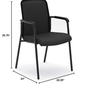 HON vl518 mesh Back Multi-Purpose Chair with arms, Supports up to 250 lb, 19" seat Height, Black seat, Black Back, Black Base