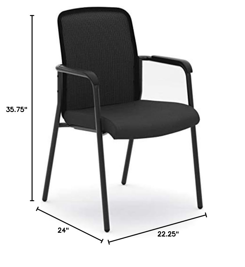 HON vl518 mesh Back Multi-Purpose Chair with arms, Supports up to 250 lb, 19" seat Height, Black seat, Black Back, Black Base