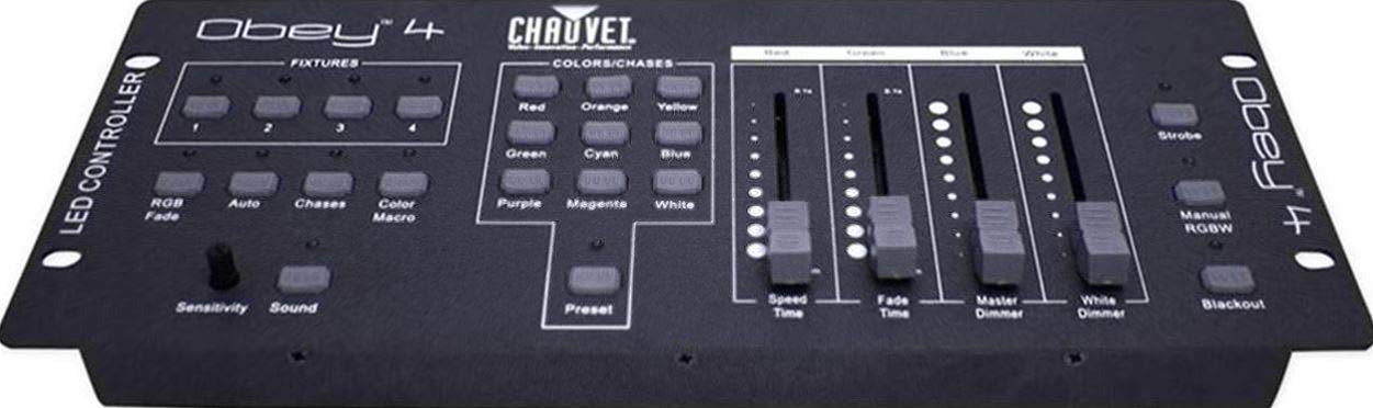 Chauvet Obey 4 DMX-512 LED Wash Light Controller w/3 or 4 Channel Mode+DMX Cable