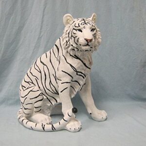 DWK Ishtar 21 Inch Indoor Outdoor Large Lawn Garden Home Decor Wild Animal Big Jungle Cat White Tiger Decorative Accent Figurine Resin Statue