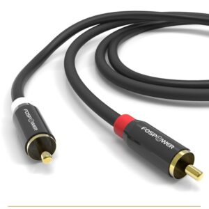 FosPower 2 RCA M/M Stereo Audio Cable [24K Gold Plated | Copper Core] 2RCA Male to 2RCA Male [Left/Right] Premium Sound Quality Plug - 15ft