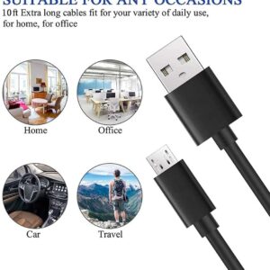 Micro USB Cable 10Ft,2 Pack Extra Long Android Charger Cable,DEEGO Durable Fast Sync Charging Cord for Samsung Galaxy S7 S6 Edge J7,Note 5,Note 4,LG G4,Android Phone,PS4,Smartphone,Camera,Black