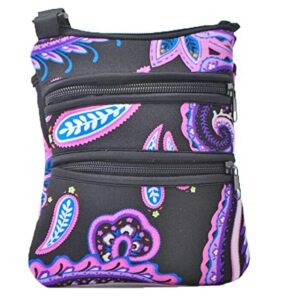 nupouch sling hipster cross body purse women's handbag, purple paisley