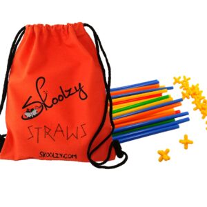 skoolzy stem toys connecting straws building 200 piece kit - tinker toys fine motor skills interlocking engineering builder set preschool activity building toys ages 3+ includes bag and ebook