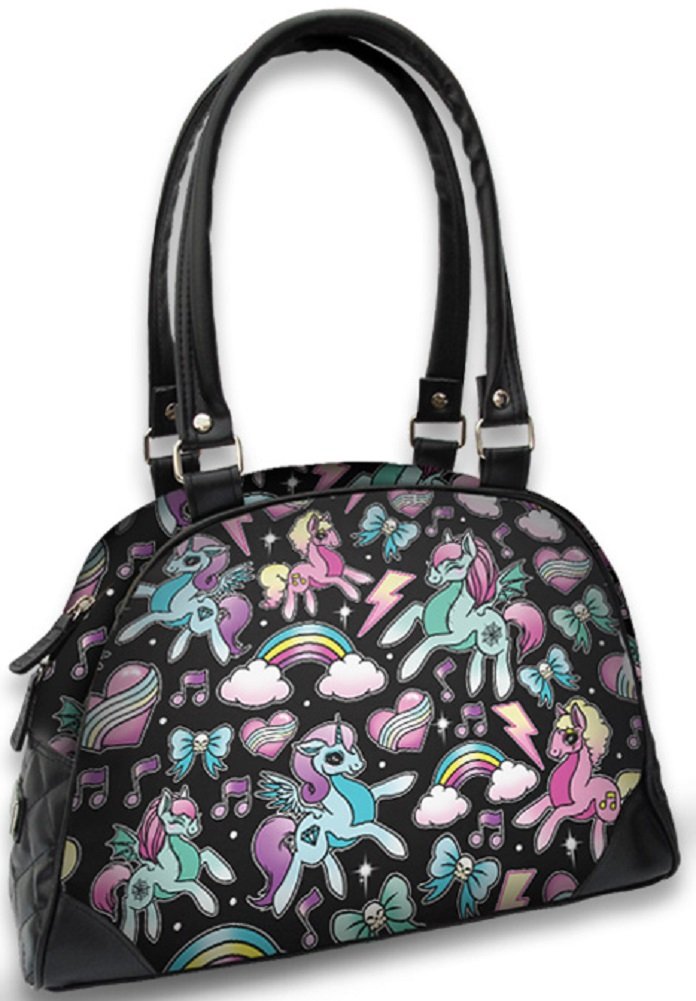 Liquorbrand Unicorns Pony Rainbows Scene Tattoo Vegan Bowling Purse Handbag