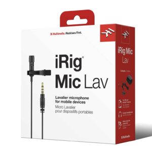 IK Multimedia iRig Mic Lav Lapel Microphone, omnidirectional Condenser lavalier Microphone with 1/8" TRRS Jack, Headphone Out and Daisy-Chaining for iPhone, iPad, Android, Mac, PC