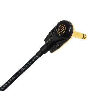 6 Units - Lava Tightrope (Black) - 9 Inch - Guitar Bass Effects Instrument, Patch Cable with Premium Gold Plated ¼ Inch (6.35mm) Low-Profile, Right Angled Pancake type TS Connectors