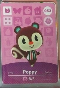 animal crossing happy home designer amiibo card poppy, 052