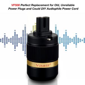 Viborg VF508G C7 Power Connector Gold Plated Pure Copper Figure 8 IEC Connector Female AC Power Plug 7A/125V 2.5A/250V Power Cord Audio Cable Mains Connector