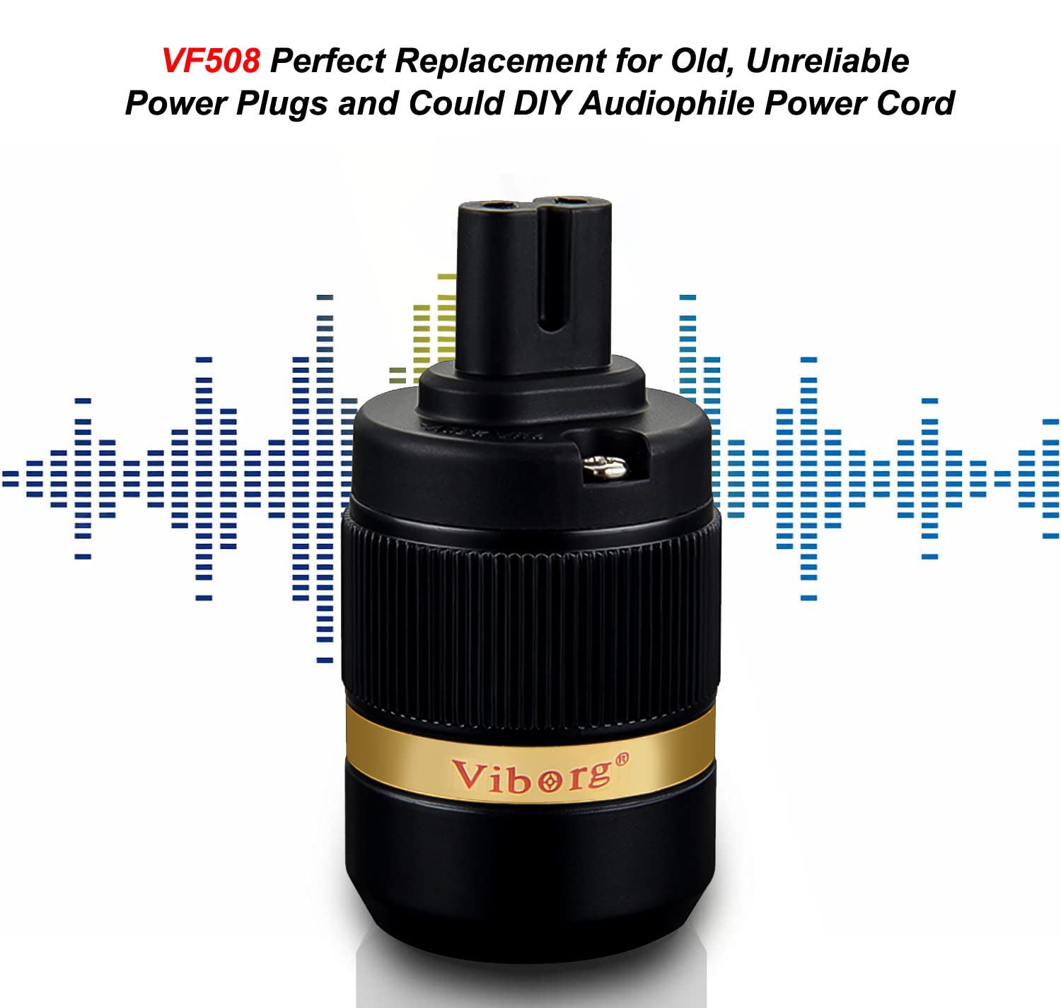 Viborg VF508G C7 Power Connector Gold Plated Pure Copper Figure 8 IEC Connector Female AC Power Plug 7A/125V 2.5A/250V Power Cord Audio Cable Mains Connector