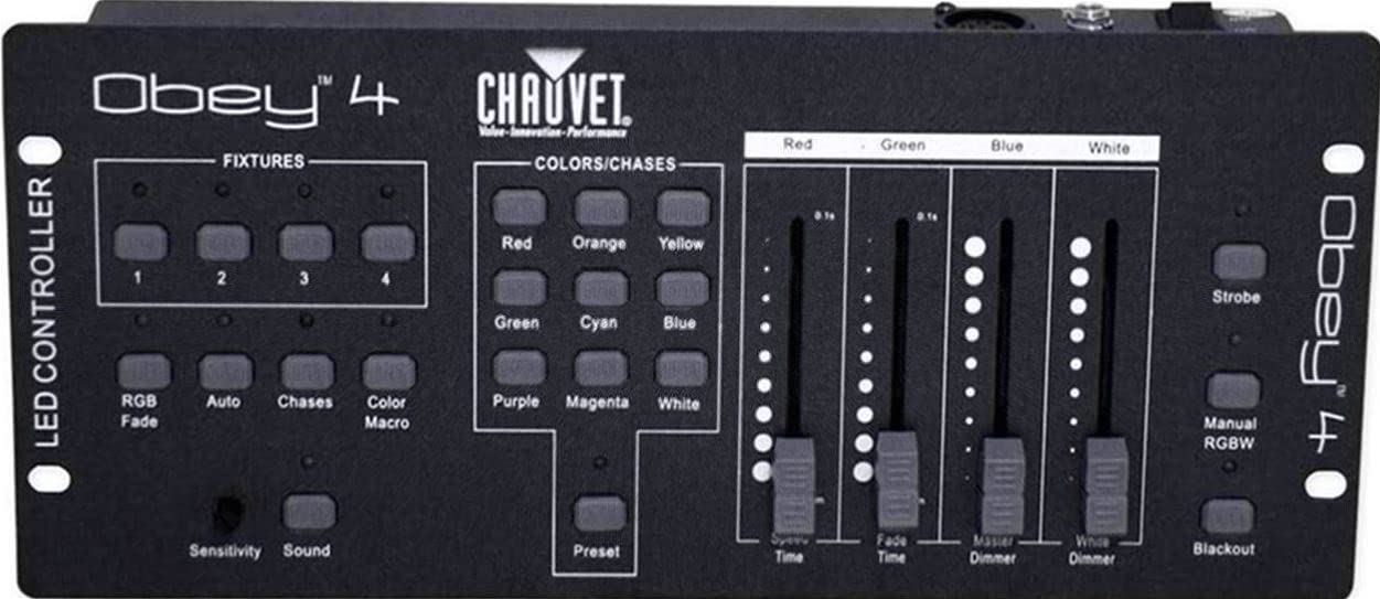 Chauvet Obey 4 DMX-512 LED Wash Light Controller w/3 or 4 Channel Mode+DMX Cable