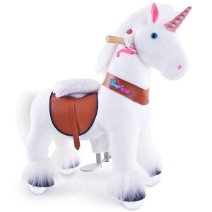 the original ponycycle pony cycle ride on walking horse without battery - small white unicorn 2-5 years old