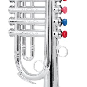 Click N' Play Toy Trumpet for Kids - Create Real Music - Safety Tested BPA Free - Beautiful Silver Finish with Color Keys - Start an Instrument Band at Home or School, Kids Ages 5-9, Musical Gifts