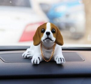 atmomo shaking head lucky dog bobbing heads car dash puppy for car vehicle decoration, beagle (16x9x11cm)