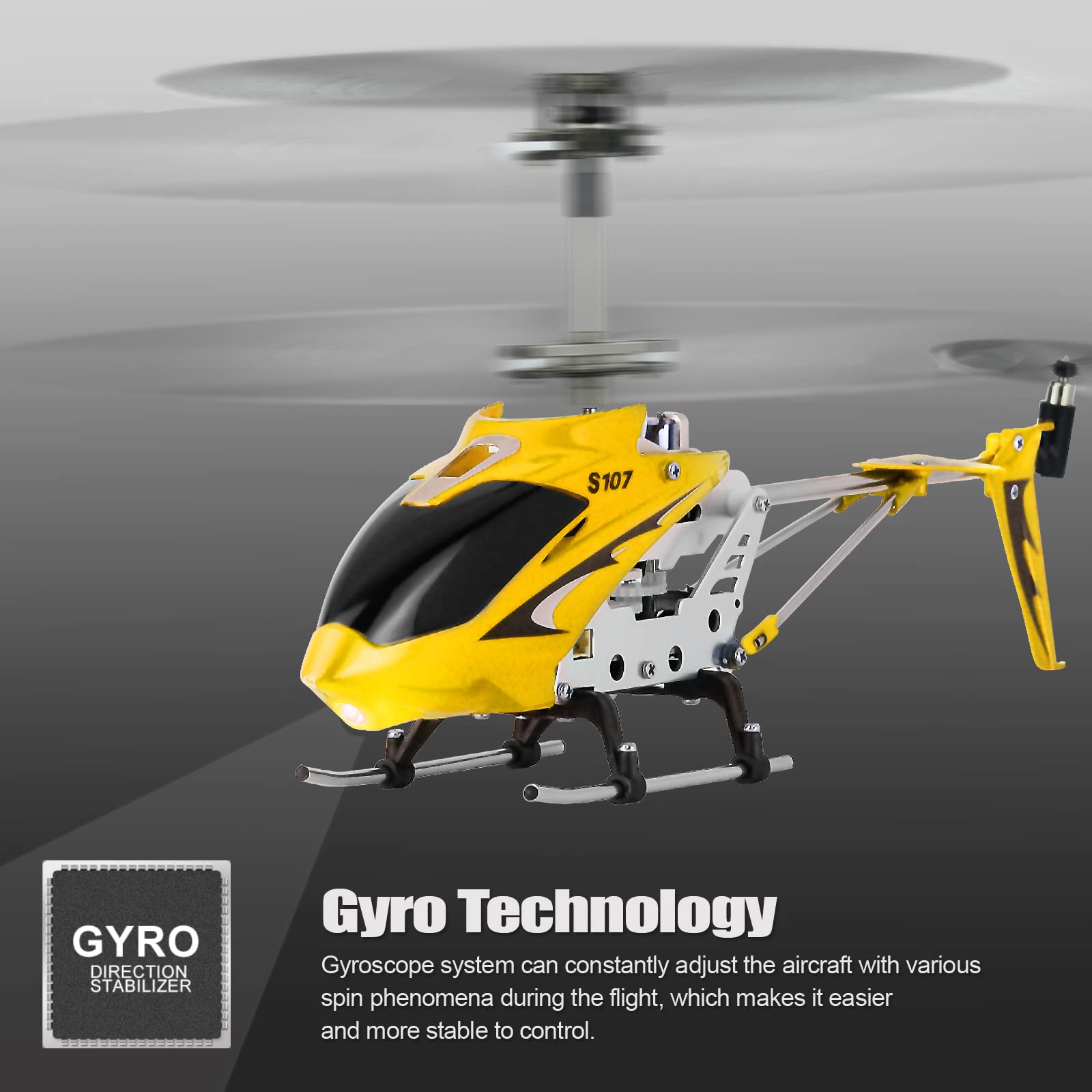 Cheerwing S107/S107G Phantom 3CH 3.5 Channel Mini RC Helicopter with Gyro Yellow