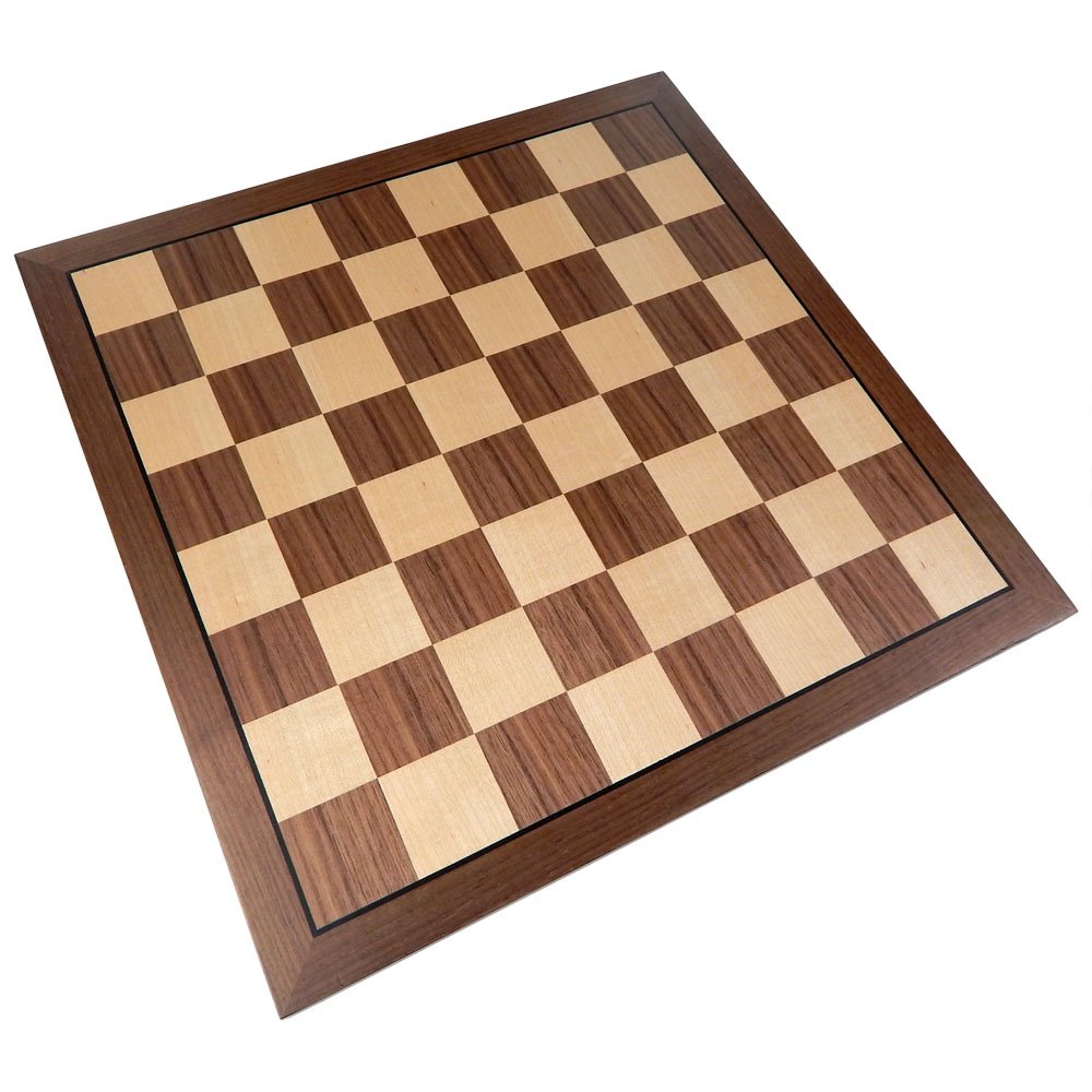 Kratos Chess Board with Inlaid Walnut Wood, Large 15 x 15 Inch, Board Only