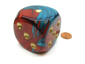 chessex gemini red-teal d6 with gold pips 50mm