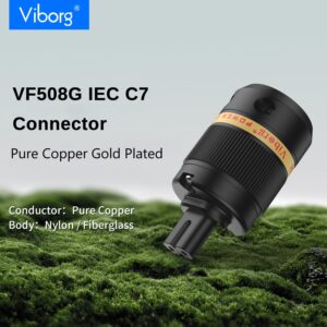 Viborg VF508G C7 Power Connector Gold Plated Pure Copper Figure 8 IEC Connector Female AC Power Plug 7A/125V 2.5A/250V Power Cord Audio Cable Mains Connector