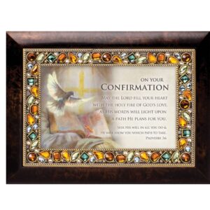 Cottage Garden Your Confirmation Amber Earth Tone Jeweled Music Box Plays How Great Thou Art