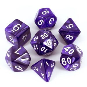 purple rpg dice - full polyhedral set - pearl effect