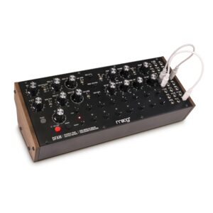 moog dfam semi-modular analog percussion synthesizer with 8 step sequencer, 24-point patch bay