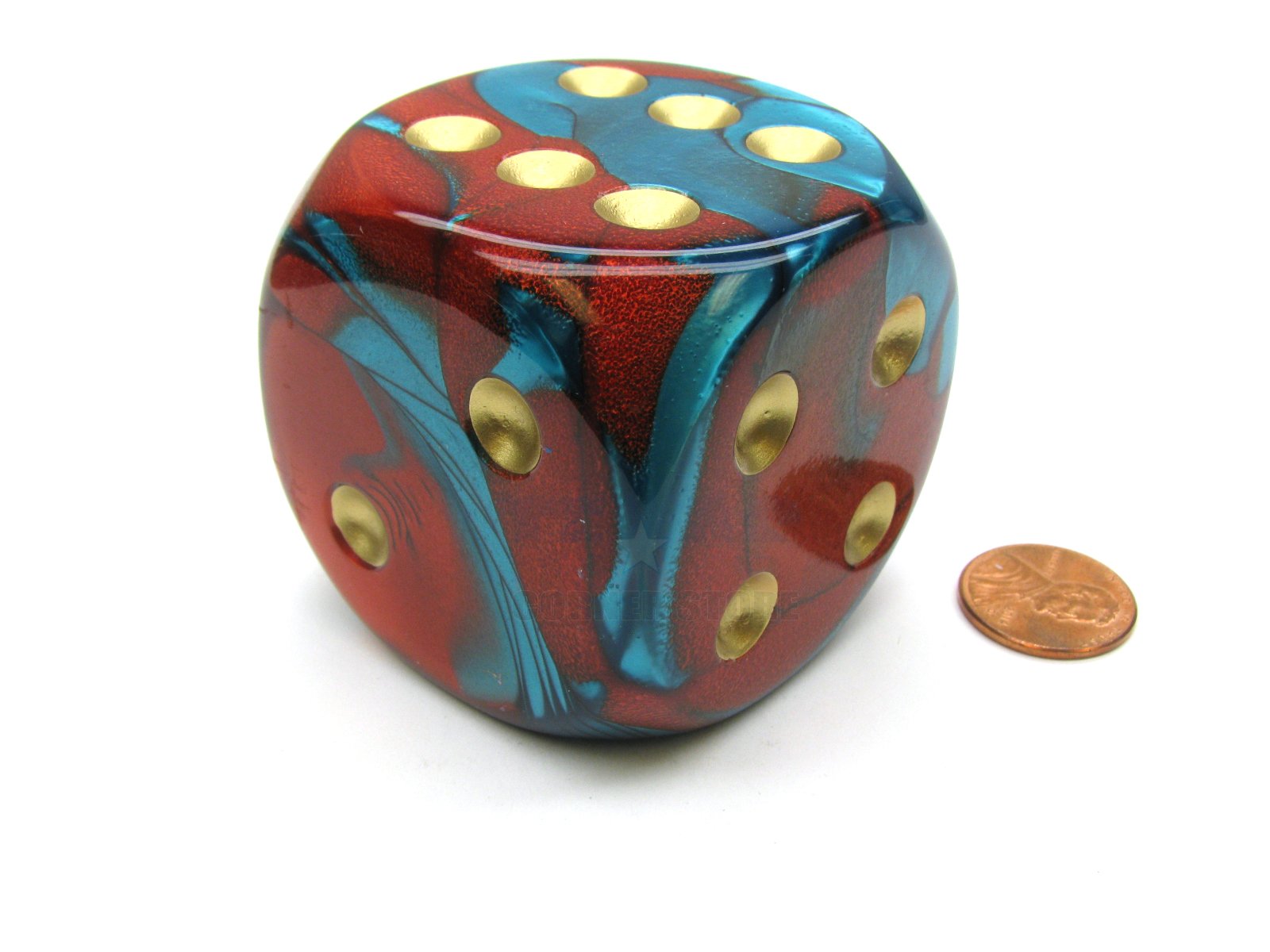 Chessex Gemini Red-Teal D6 with Gold Pips 50MM