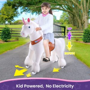 The ORIGINAL Ponycycle Pony Cycle Ride on walking horse without battery - Small White Unicorn 2-5 years old