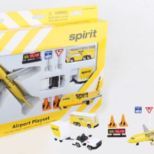 Daron Spirit Airlines Airport Playset with Die-Cast Metal Model Airplane with Plastic Parts, Cars and Transportation Toys for Kids Ages 3+