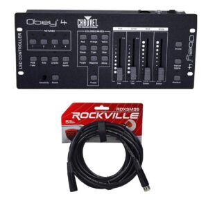 chauvet obey 4 dmx-512 led wash light controller w/3 or 4 channel mode+dmx cable