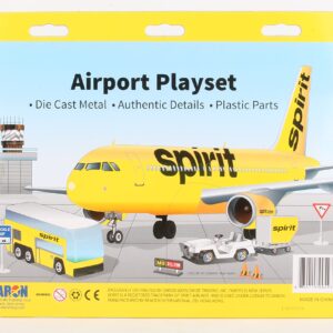 Daron Spirit Airlines Airport Playset with Die-Cast Metal Model Airplane with Plastic Parts, Cars and Transportation Toys for Kids Ages 3+