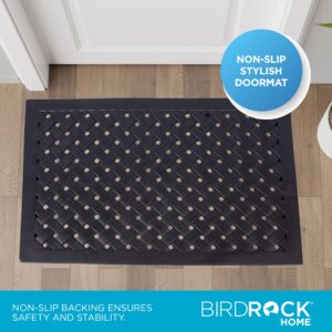 BIRDROCK HOME 24 x 36 Rubber Doormat with Basket Weave Design - Outdoor Doormat - Keeps Your Floors Clean - Decorative Design