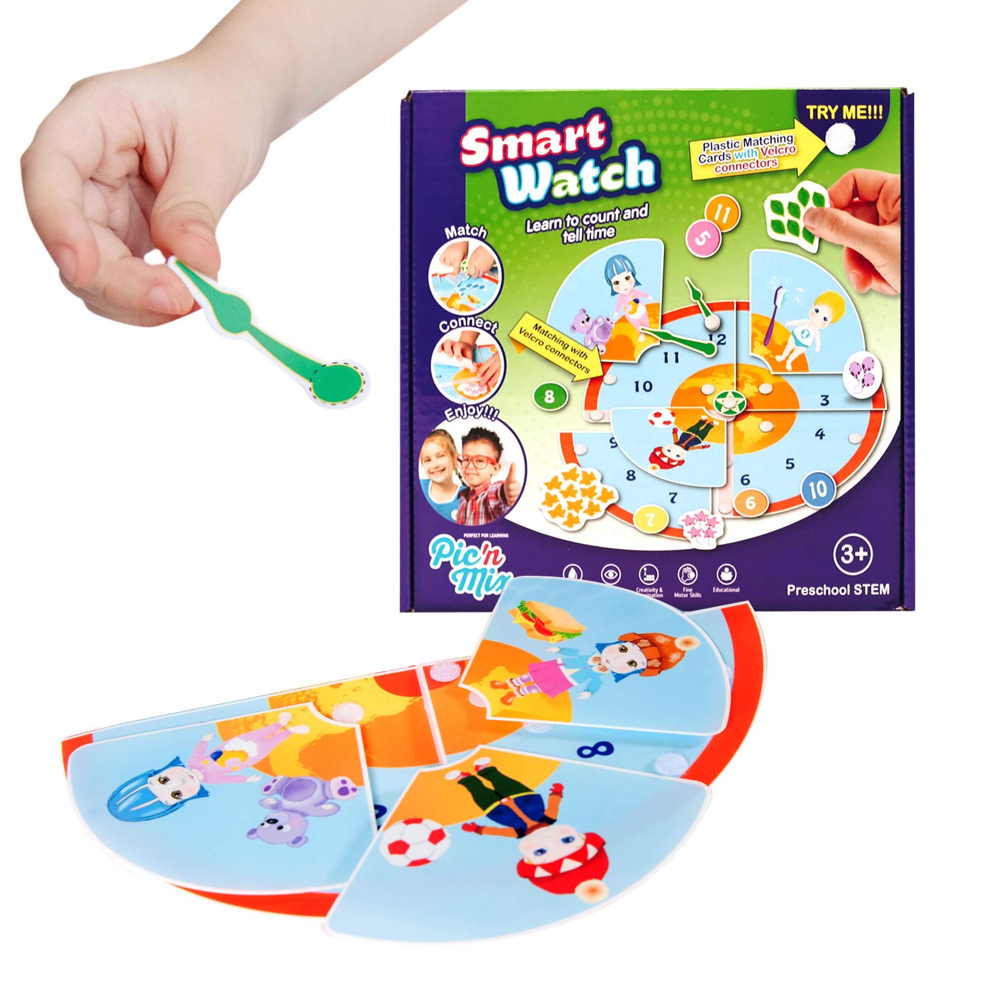 PICNMIX Time Clock Toy for Kids. Game for Toddlers Age 3-5. Kids Jigsaw Puzzles Preschool Learning Toys. Toy Tool Set Puzzle for 3 Year Old.