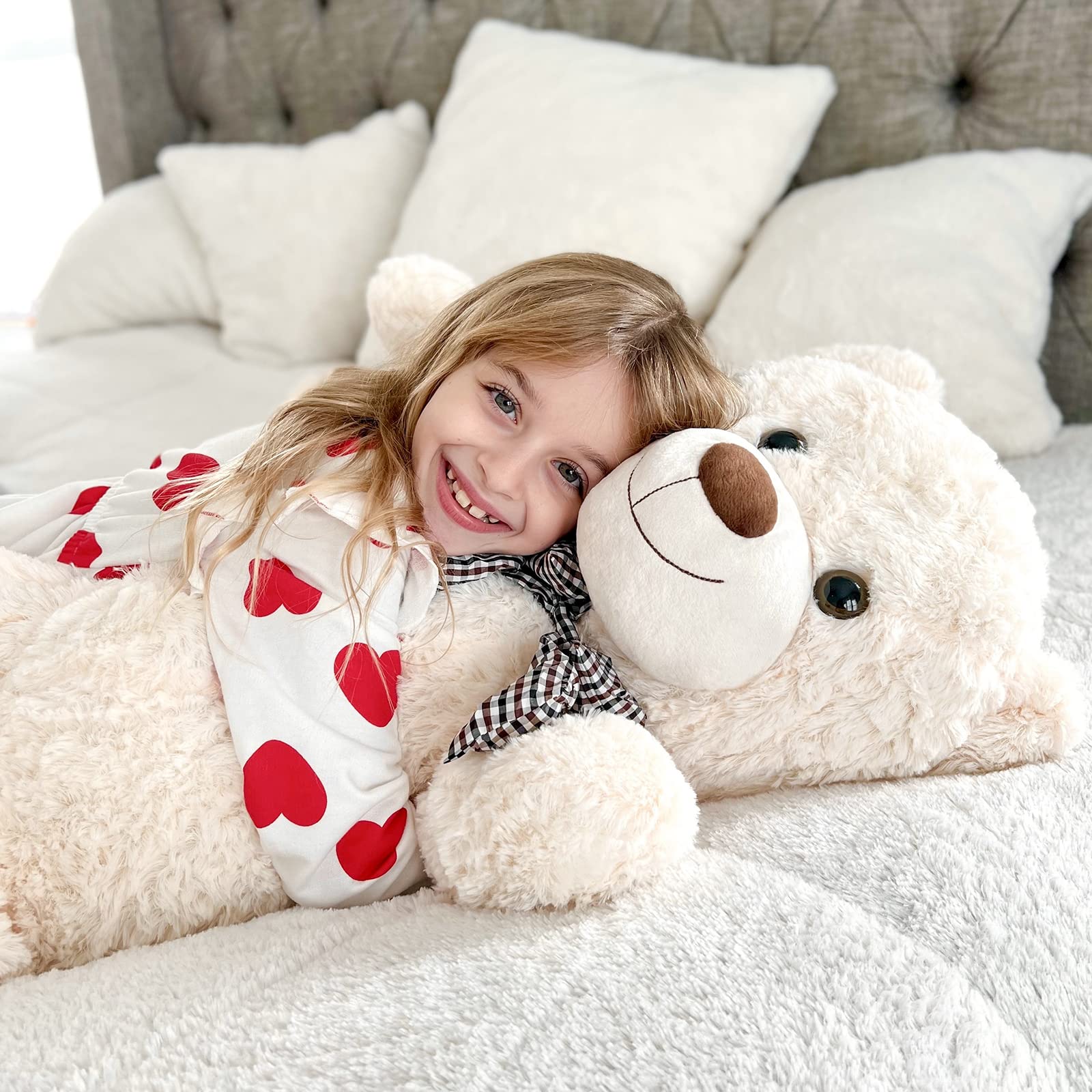 MorisMos Giant White Teddy Bear Stuffed Animals Plush Toy for Girlfriend Kids Christmas Valentine's Day Birthday 47 Inches